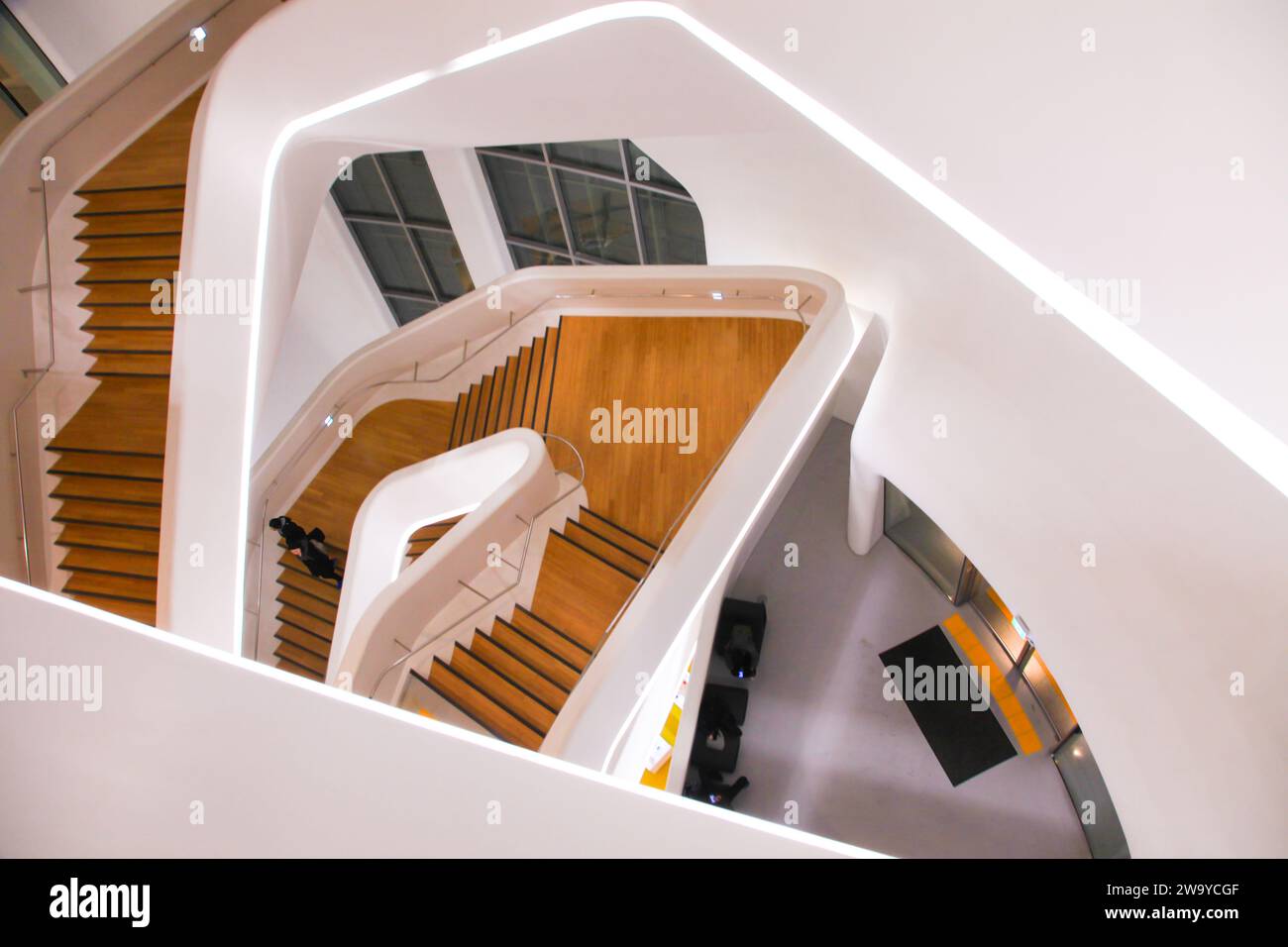 An interior stairwell at the Dongdaemun Design Plaza (DDP) in Seoul ...
