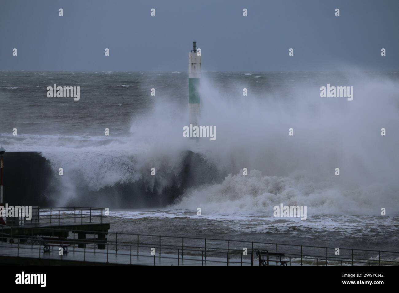 Aberystwyth Wales UK weather 31st December 2023. Huge waves driven by ...