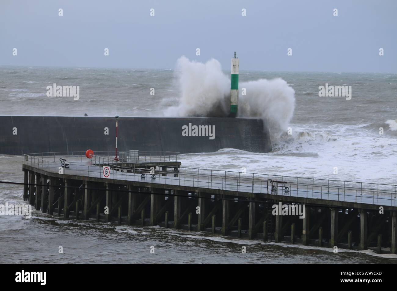 Aberystwyth Wales UK weather 31st December 2023. Huge waves driven by ...