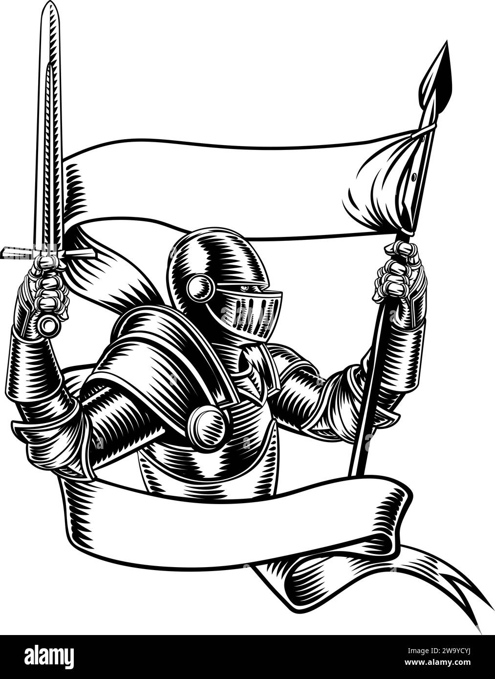 Knight With Banner Battle Flag Standard Ribbon Stock Vector Image & Art ...