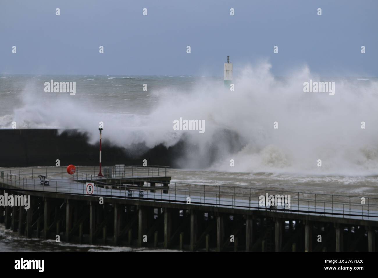 Aberystwyth Wales UK weather 31st December 2023. Huge waves driven by ...