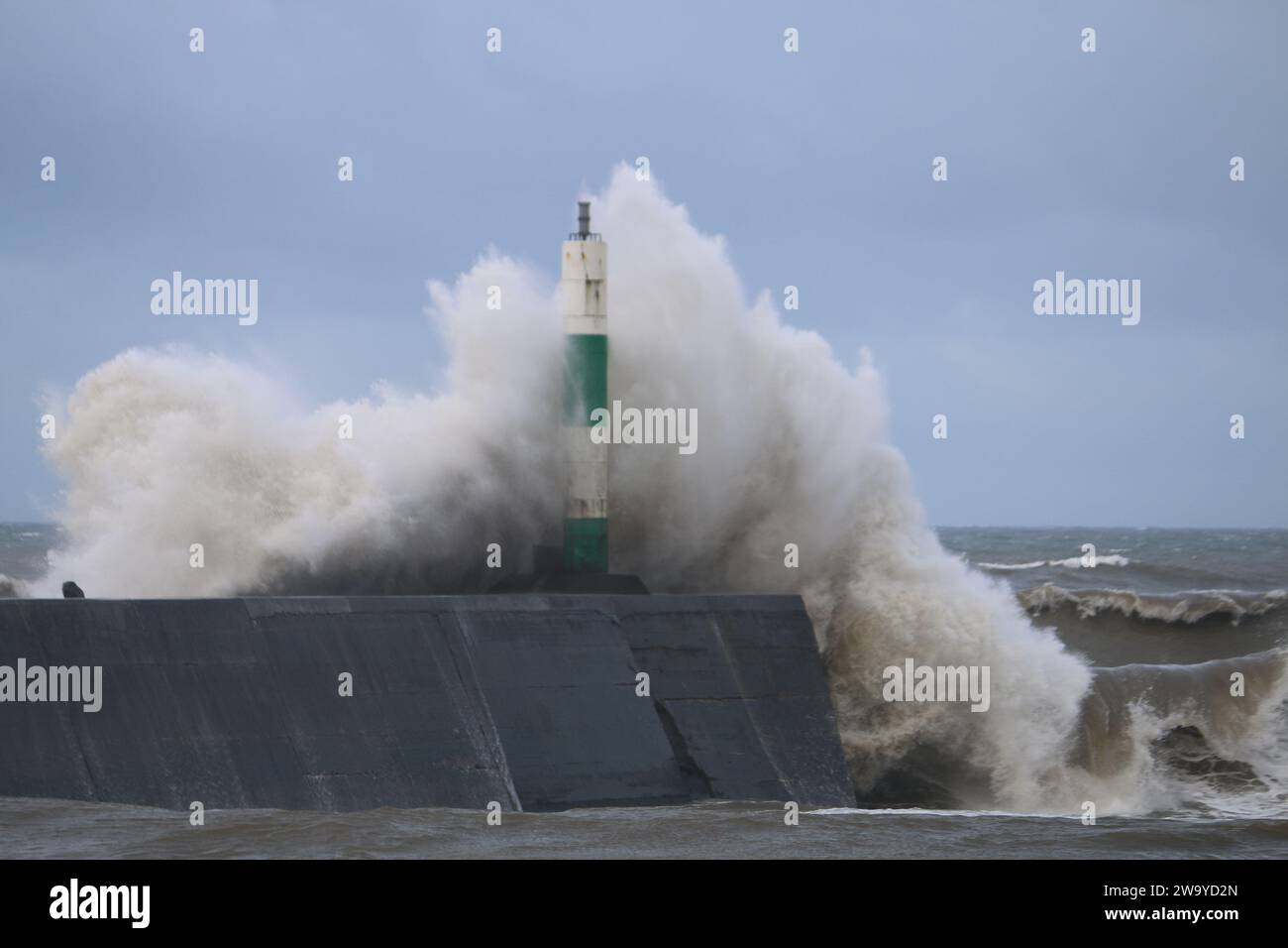 Aberystwyth Wales UK weather 31st December 2023. Huge waves driven by ...