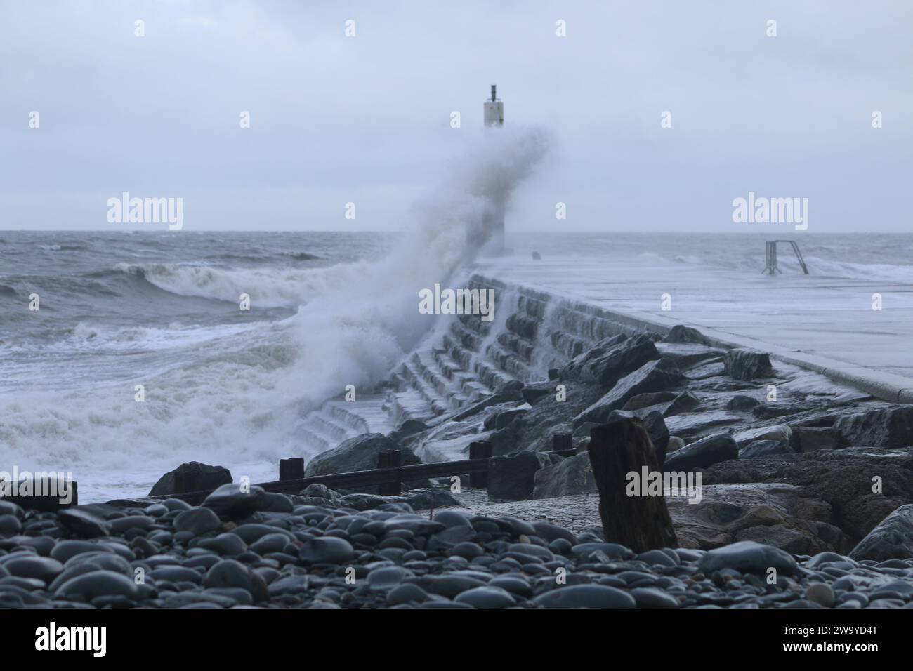 Aberystwyth Wales UK weather 31st December 2023. Huge waves driven by ...