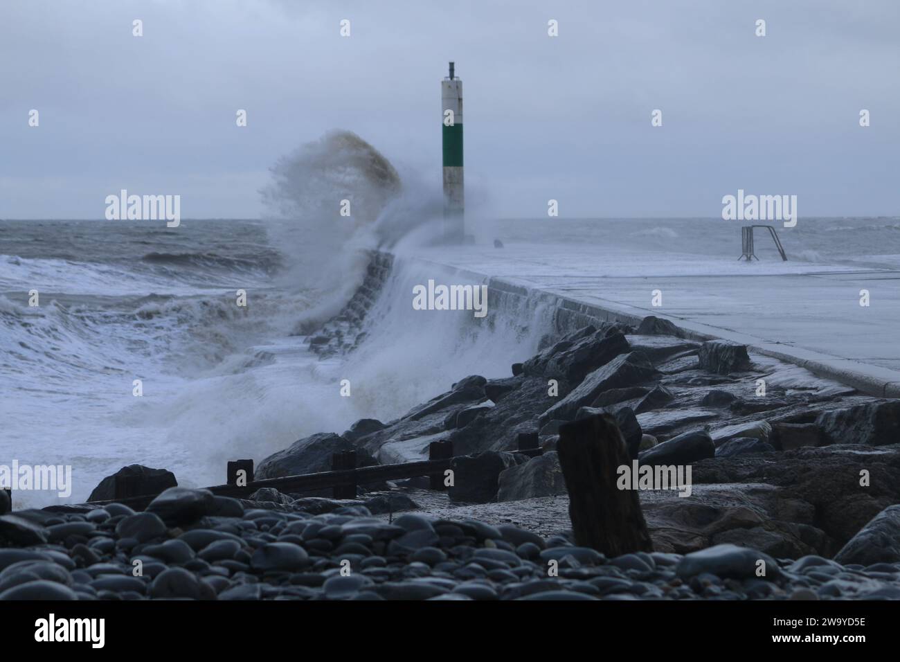 Aberystwyth Wales UK weather 31st December 2023. Huge waves driven by ...