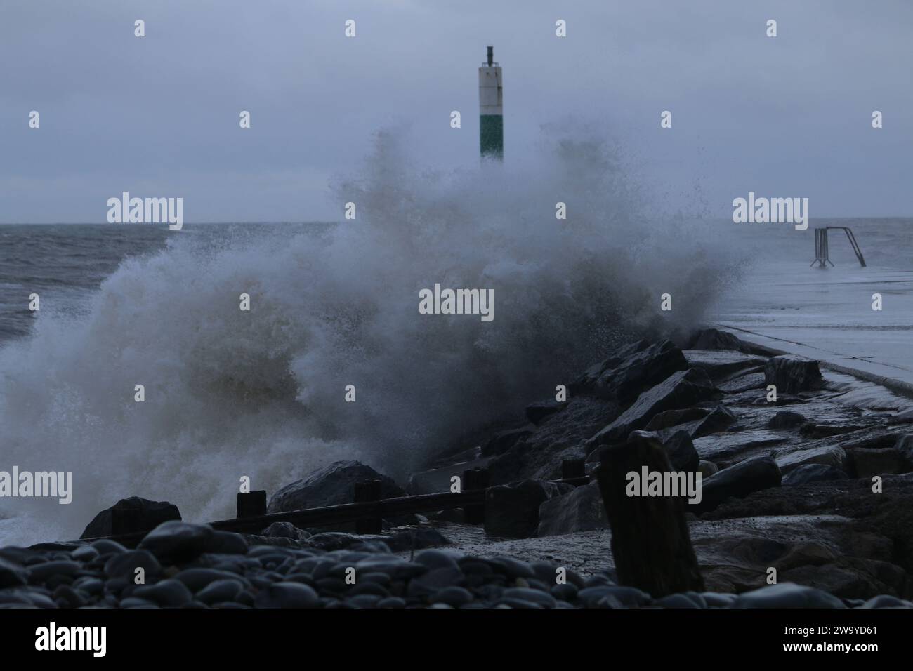 Aberystwyth Wales UK weather 31st December 2023. Huge waves driven by ...