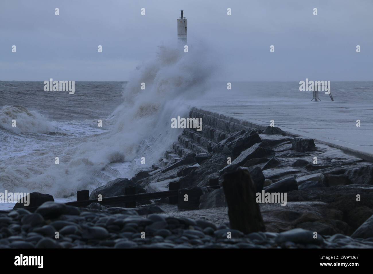 Aberystwyth Wales UK weather 31st December 2023. Huge waves driven by ...