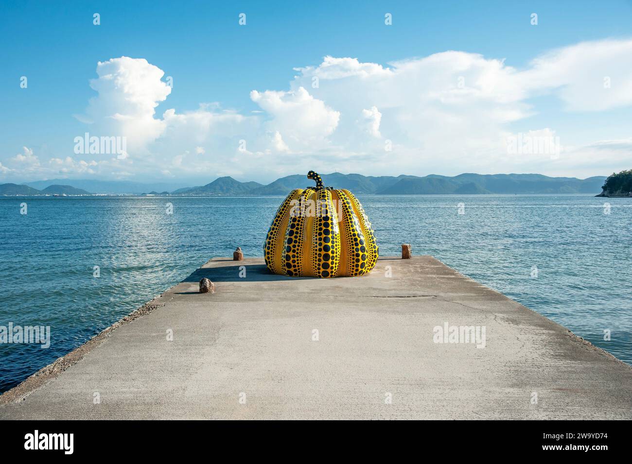 The famous spotty yellow pumpkin artwork by Yayoi Kusama sits at the ...
