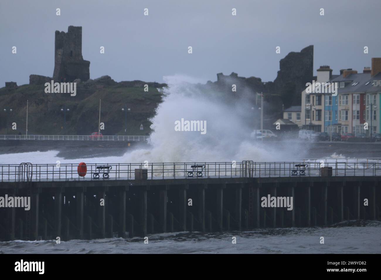 Aberystwyth Wales UK weather 31st December 2023. Huge waves driven by ...