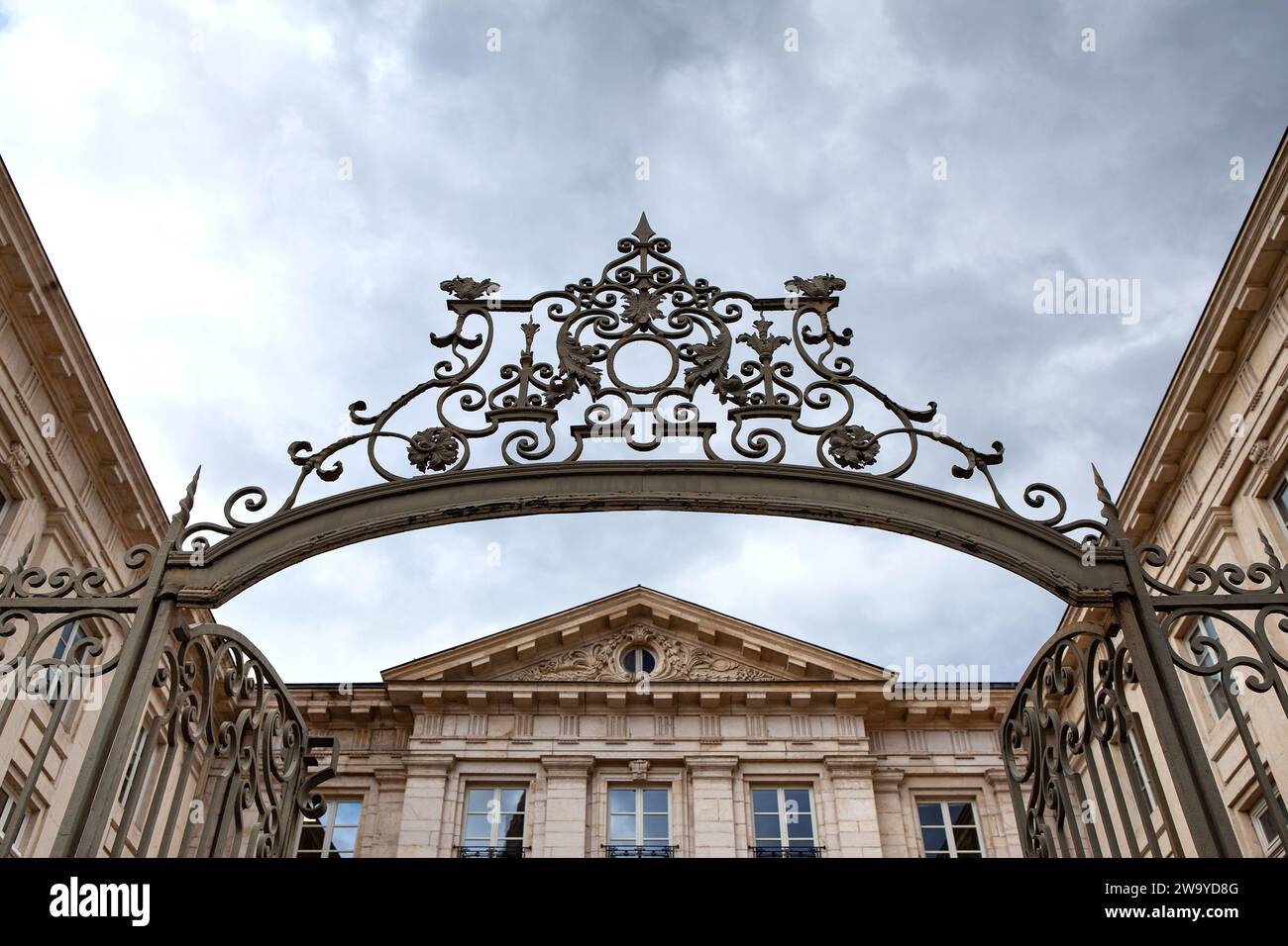 Wrought iron gate of a French mansion in Clermont Ferrand Stock Photo ...
