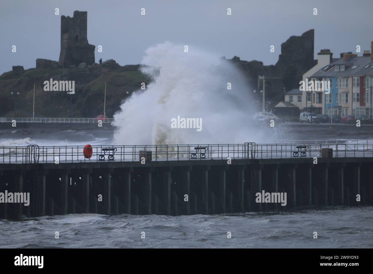 Aberystwyth Wales UK weather 31st December 2023. Huge waves driven by ...