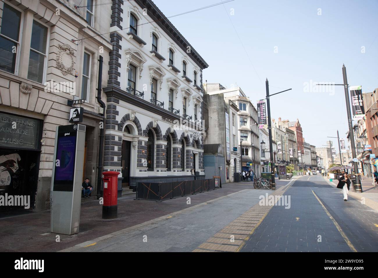 Views of the High Street and Cardiff Castle in Cardiff, Wales in the UK ...