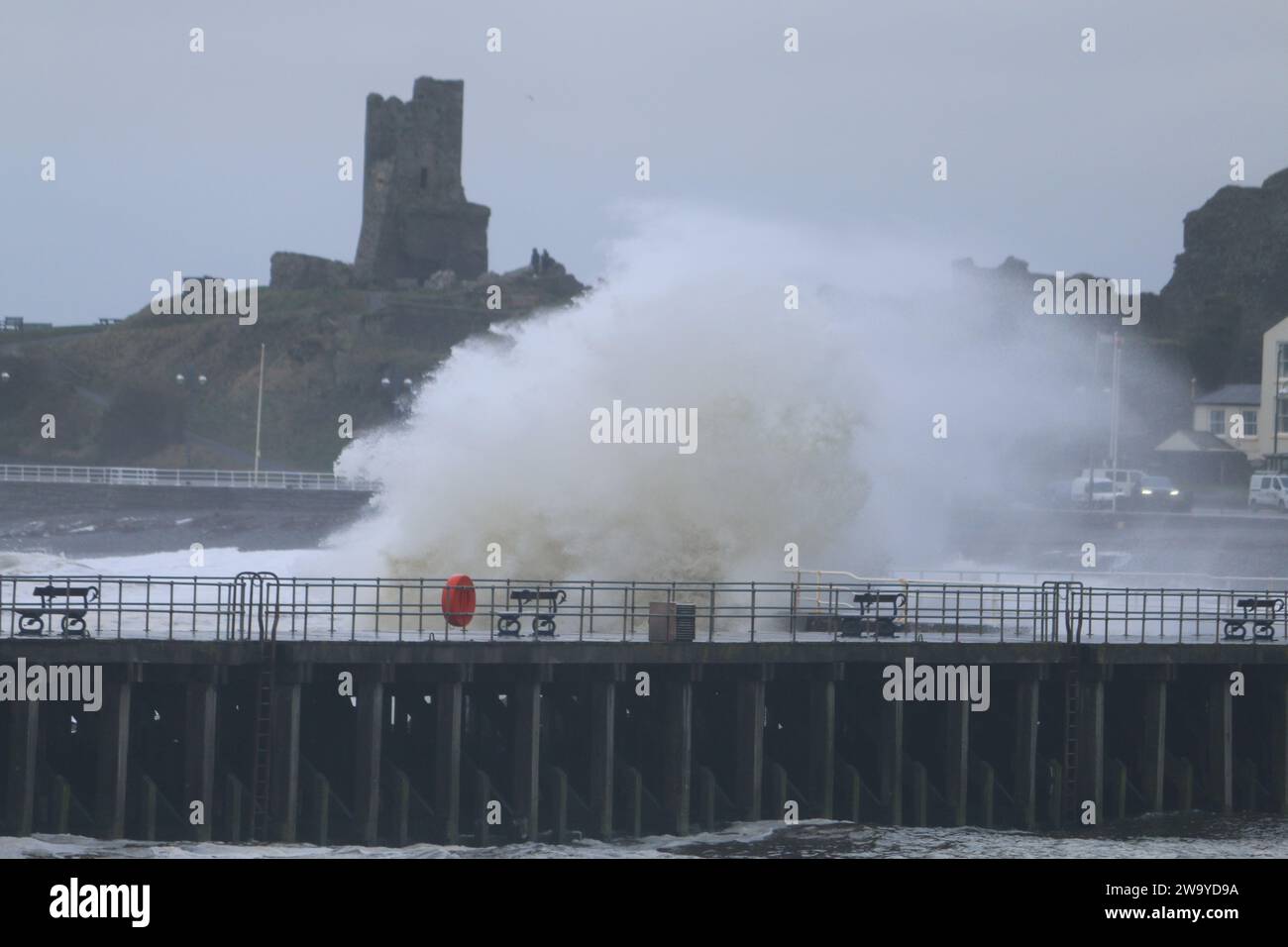 Aberystwyth Wales UK weather 31st December 2023. Huge waves driven by ...