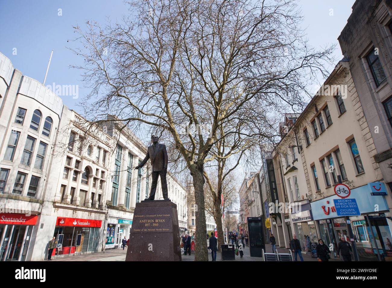 Views of shops on Queen Street in Cardiff, Wales in the UK Stock Photo ...