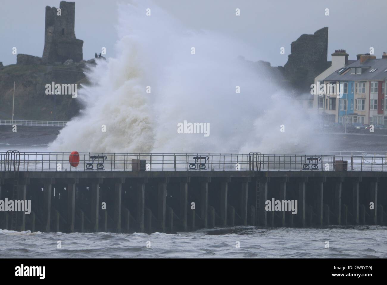 Aberystwyth Wales UK weather 31st December 2023. Huge waves driven by ...