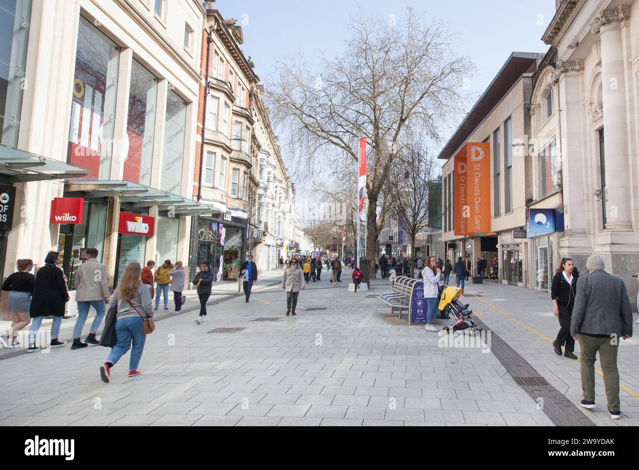 Views of Queen Street, Cardiff in Wales in the UK Stock Photo - Alamy