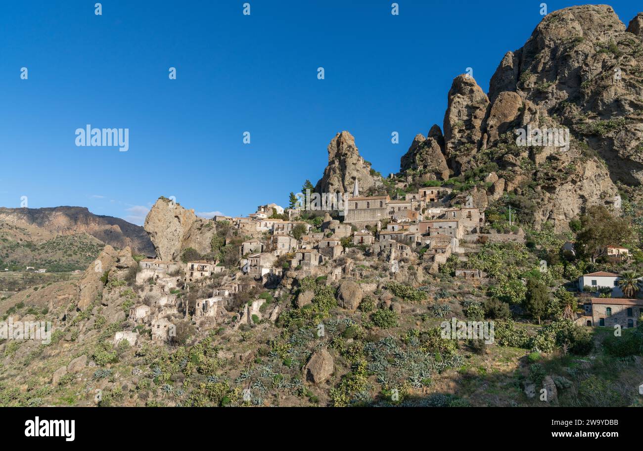 Pentedattilo, Italy - 16 December, 2023: view of the Aspromonte ghost ...