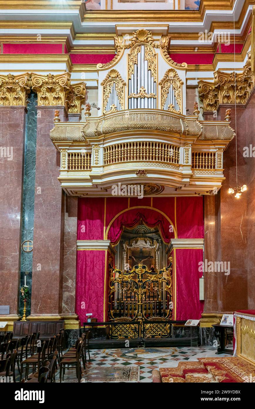 Mdina, Malta - 22 December, 2023: view of an ornate side altar in the Metropolitan Cathedral of ...