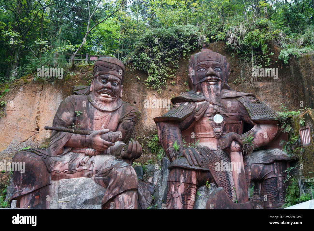 Figure carving decoration of Ba people's totem. Enshi Tushi Castle is a ...