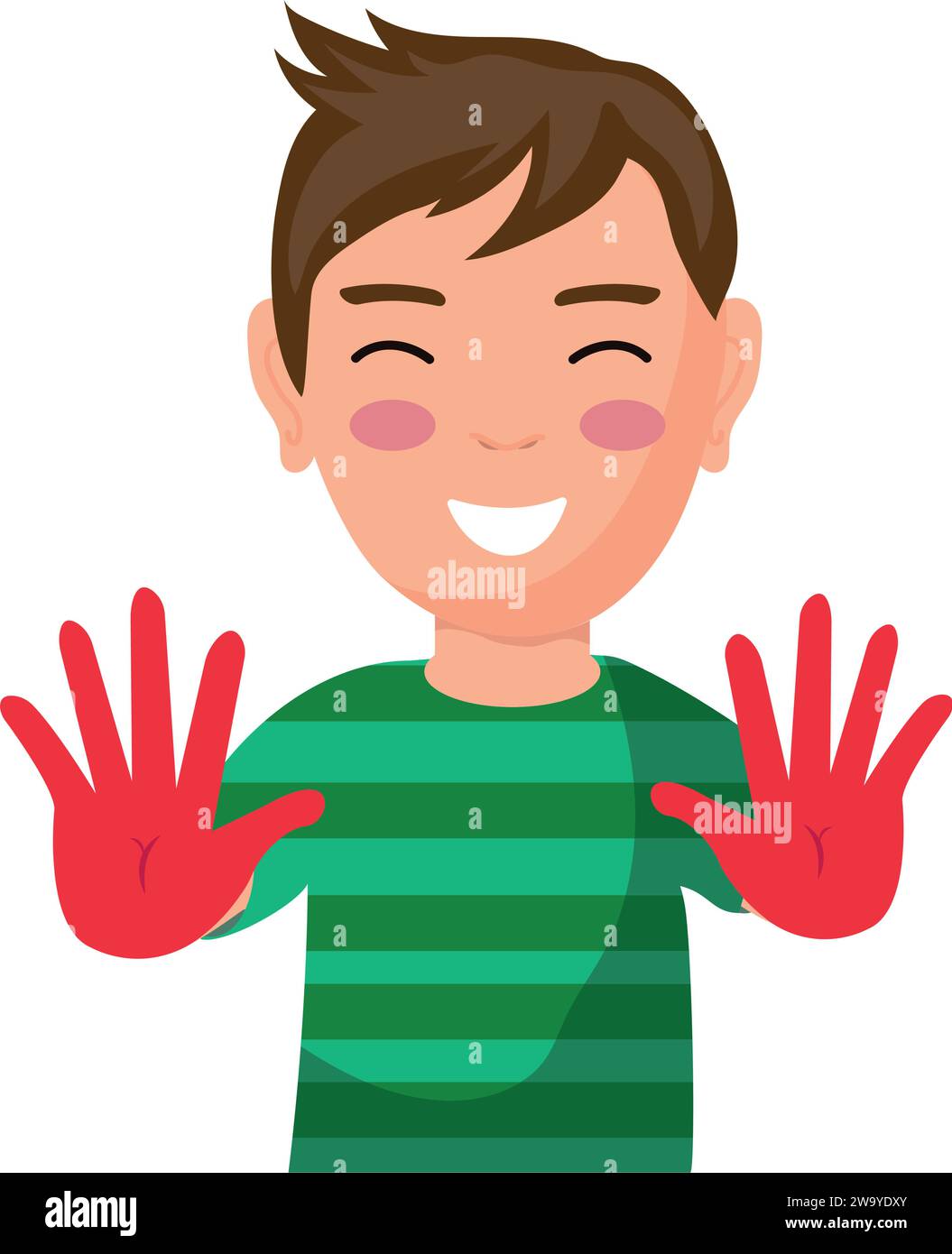 red hand day boy Stock Vector Image & Art - Alamy