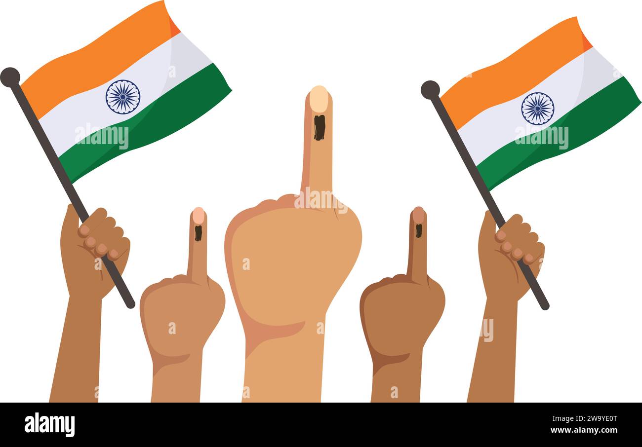 india general election hands and flags Stock Vector Image & Art - Alamy