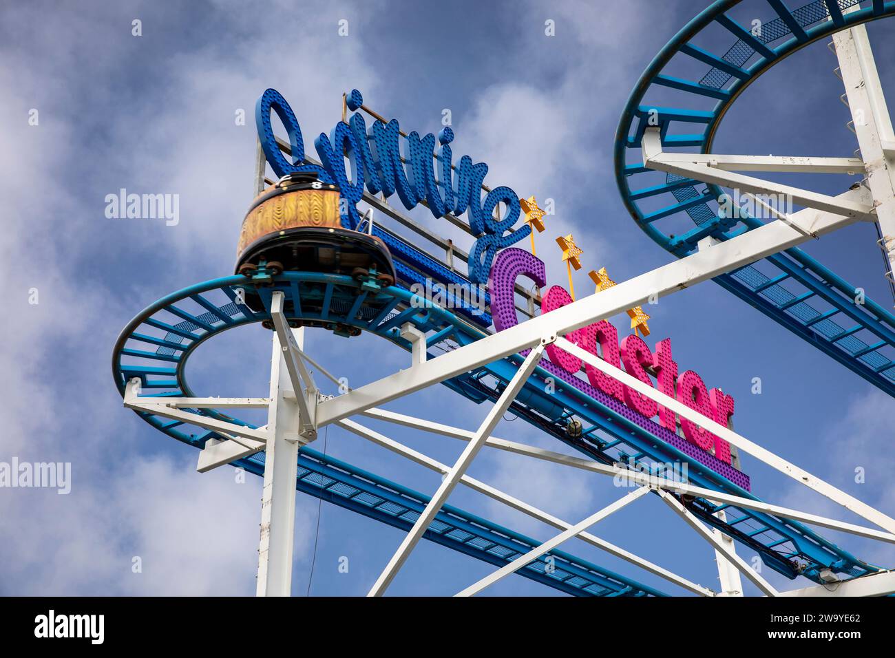 Ireland, Munster, Waterford, Tramore, funfair, rollercoaster ride Stock ...
