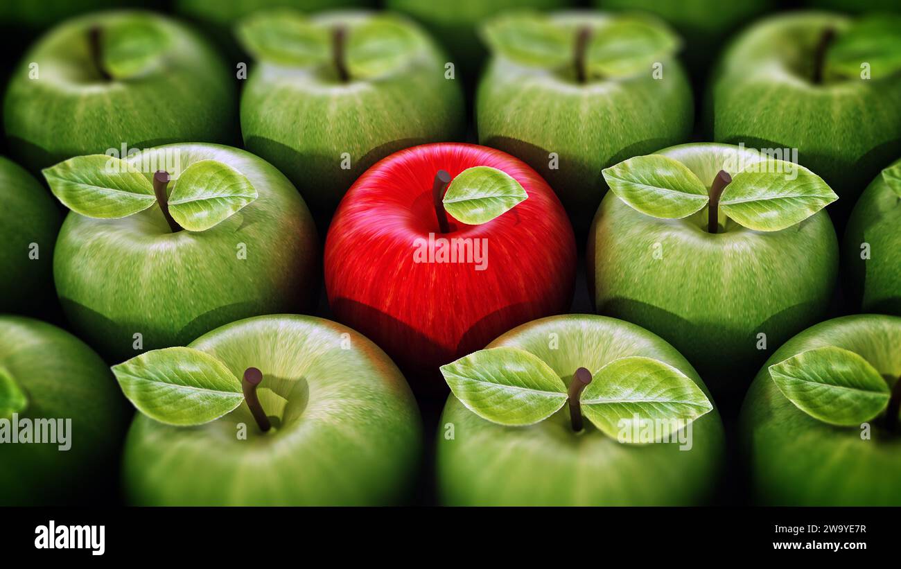 Illustration of a row of apples hi-res stock photography and images - Alamy