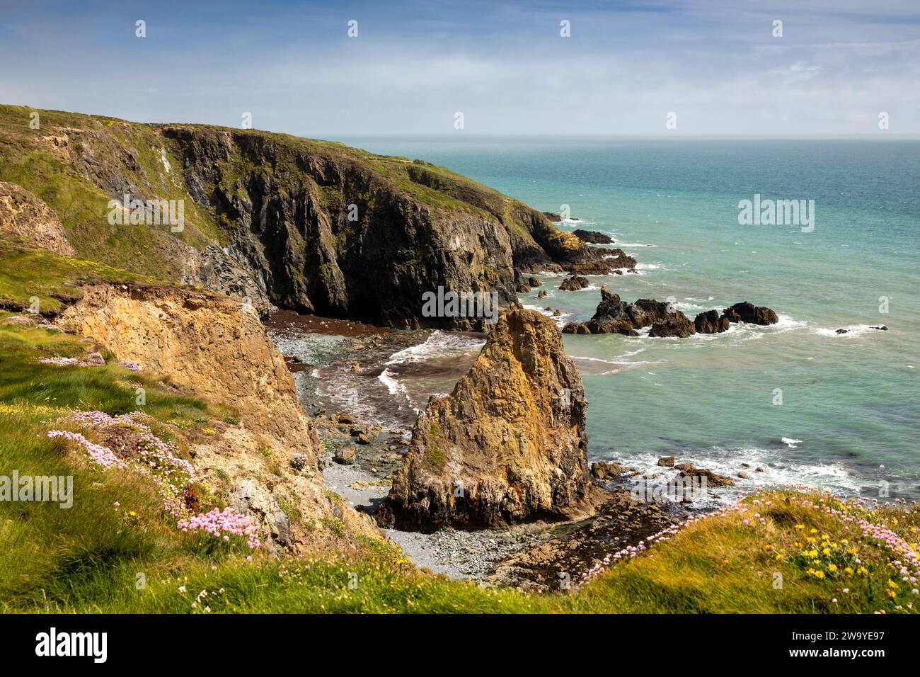 Ireland, Munster Waterford, Tankardstown, rocky coast at old Copper ...