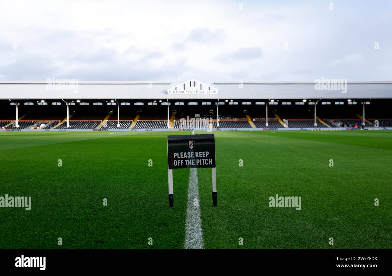 A general view of the pitch ahead of the Premier League match at Craven ...