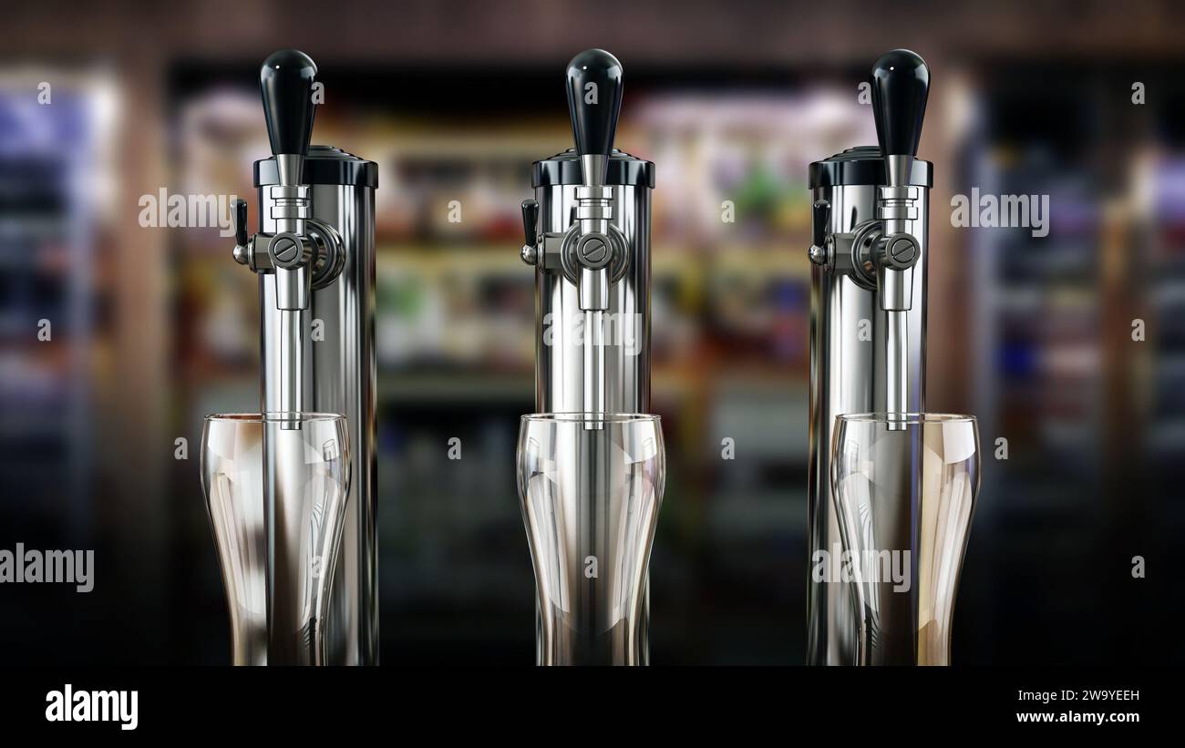 Beer craft steel taps hi-res stock photography and images - Alamy