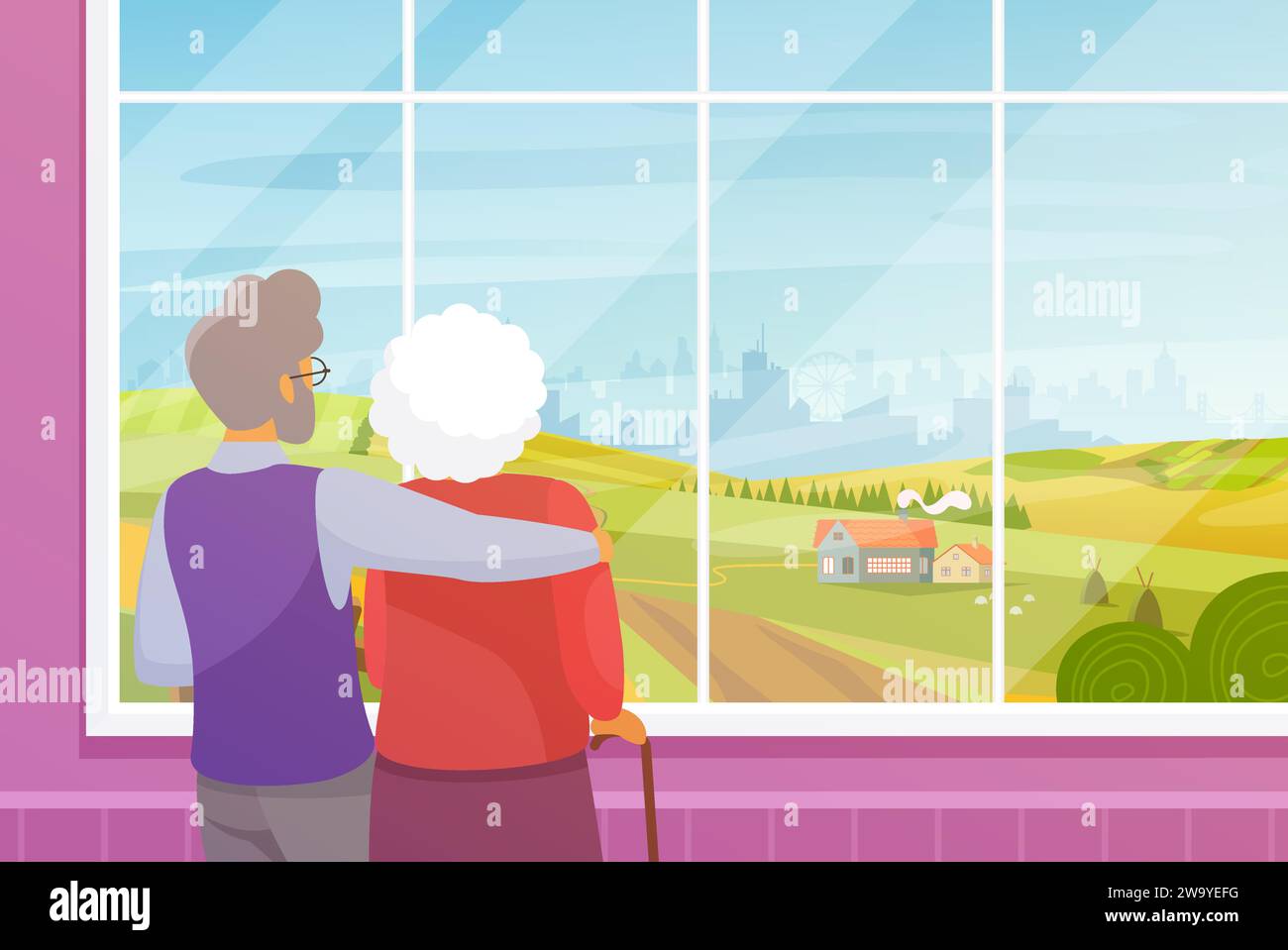 Senior inside home back view Stock Vector Images - Alamy