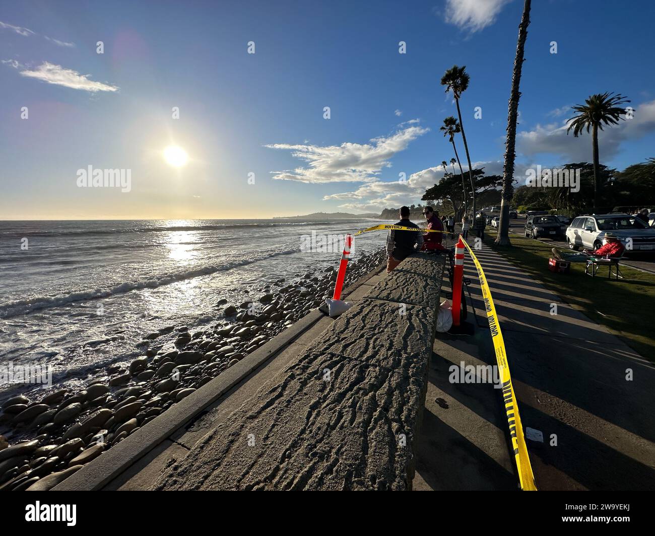 December 30, 2023, Montecito, California, U.S.A: Yellow Caution tape ...