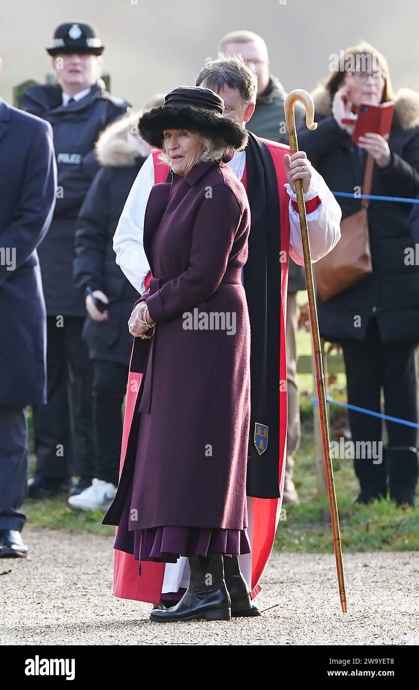 Queen Camilla's sister Annabel Elliot leaves after attending the ...