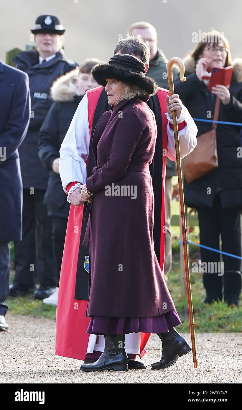 Queen Camilla's sister Annabel Elliot leaves after attending the ...
