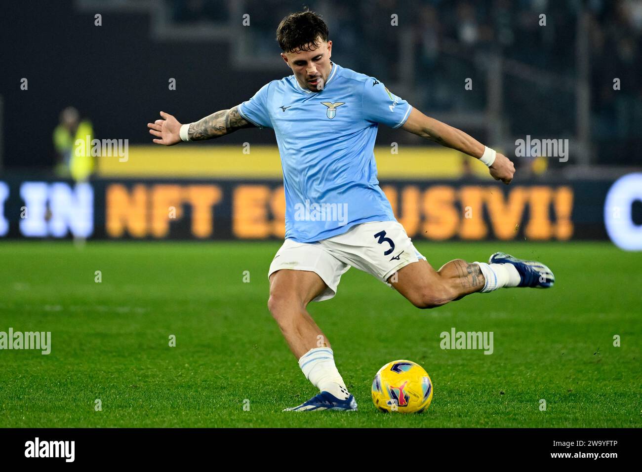 Luca Pellegrini of SS Lazio in action during the Serie A football match between SS Lazio and ...