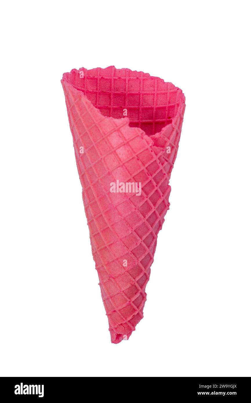 pink empty ice cream cone isolated on white background Stock Photo - Alamy