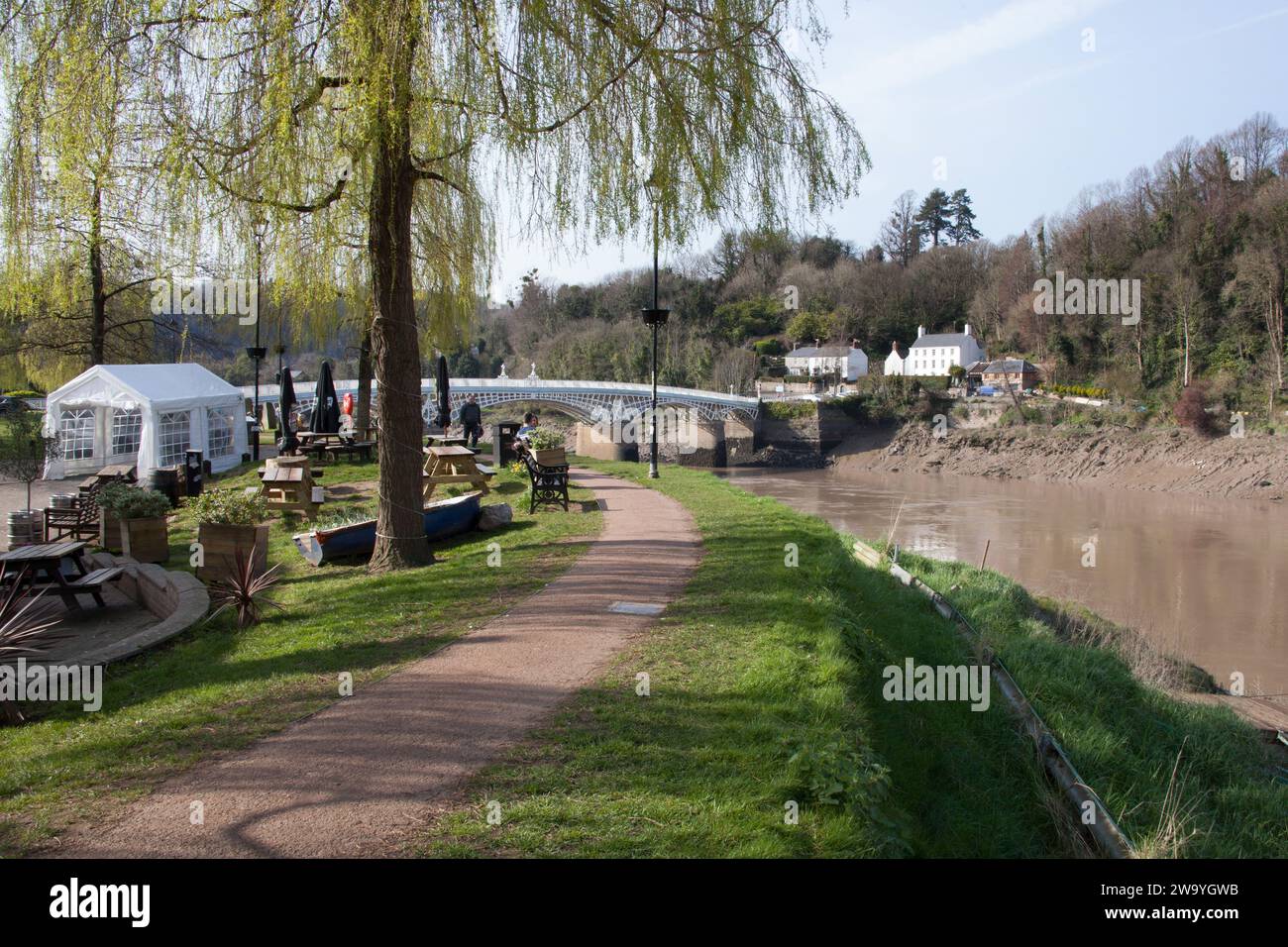 Views of Chepstow Bridge crossing the River Wye in Chepstow ...