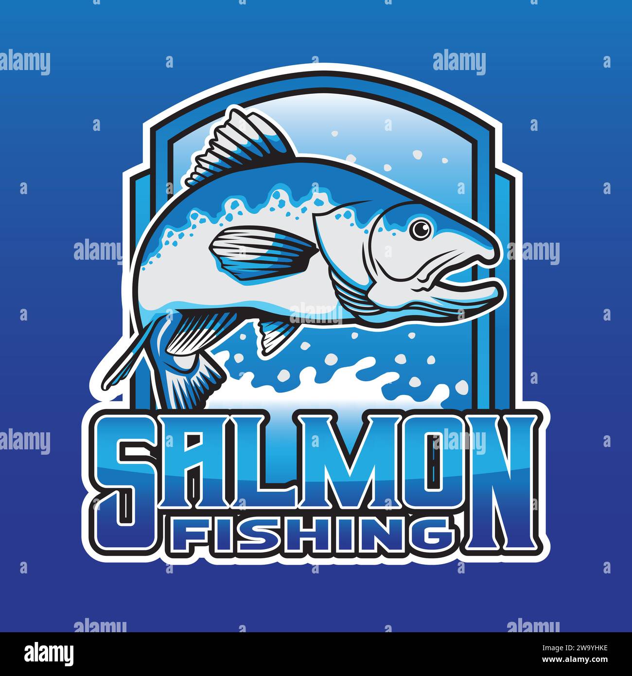 Salmon Jump Splash Logo design Stock Vector Image & Art - Alamy