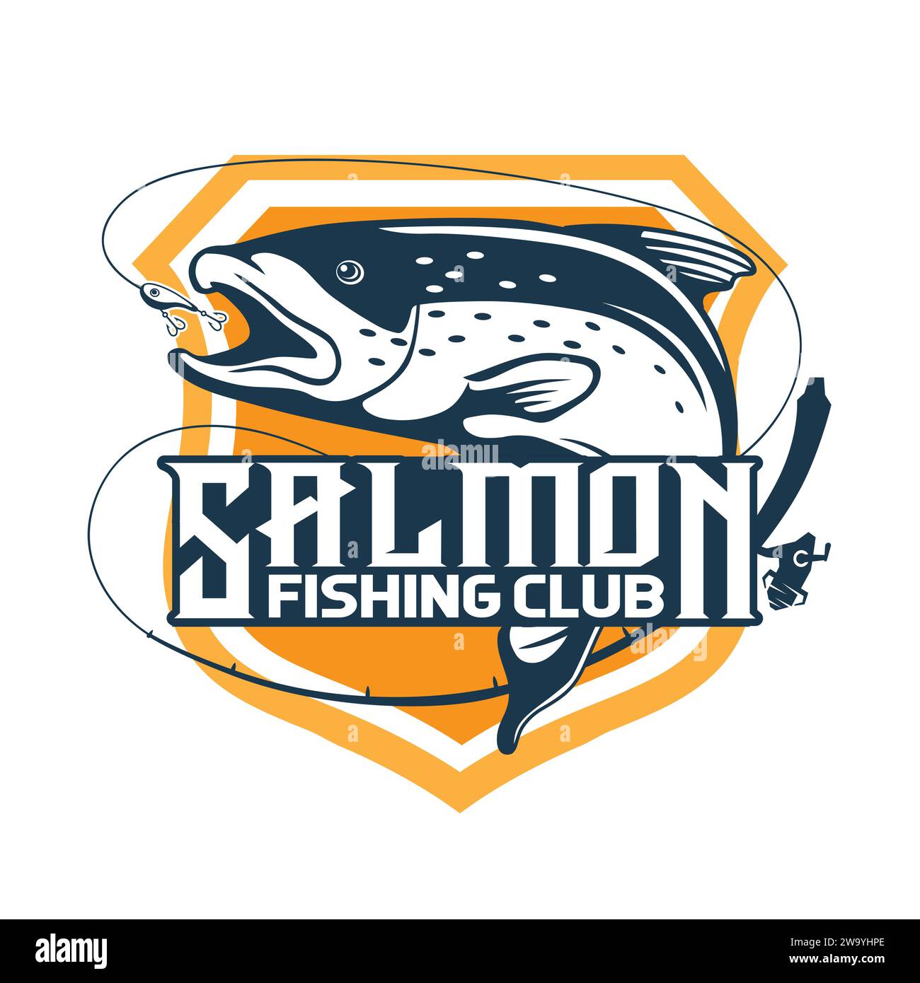 Salmon Fishing Logo Hand Drawn Design Stock Vector Image & Art - Alamy