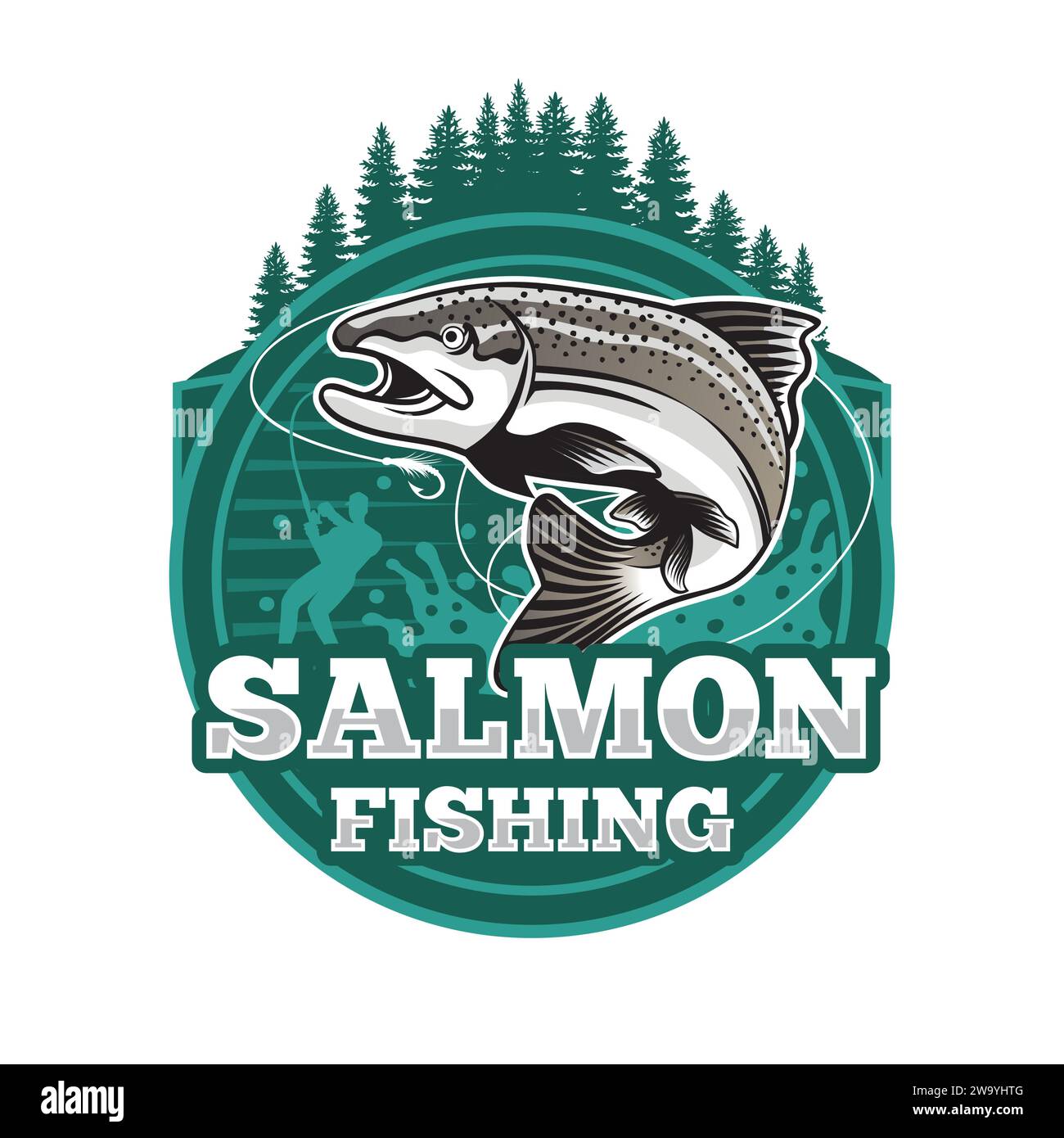 Salmon Fishing Splash Logo Design Stock Vector Image & Art - Alamy