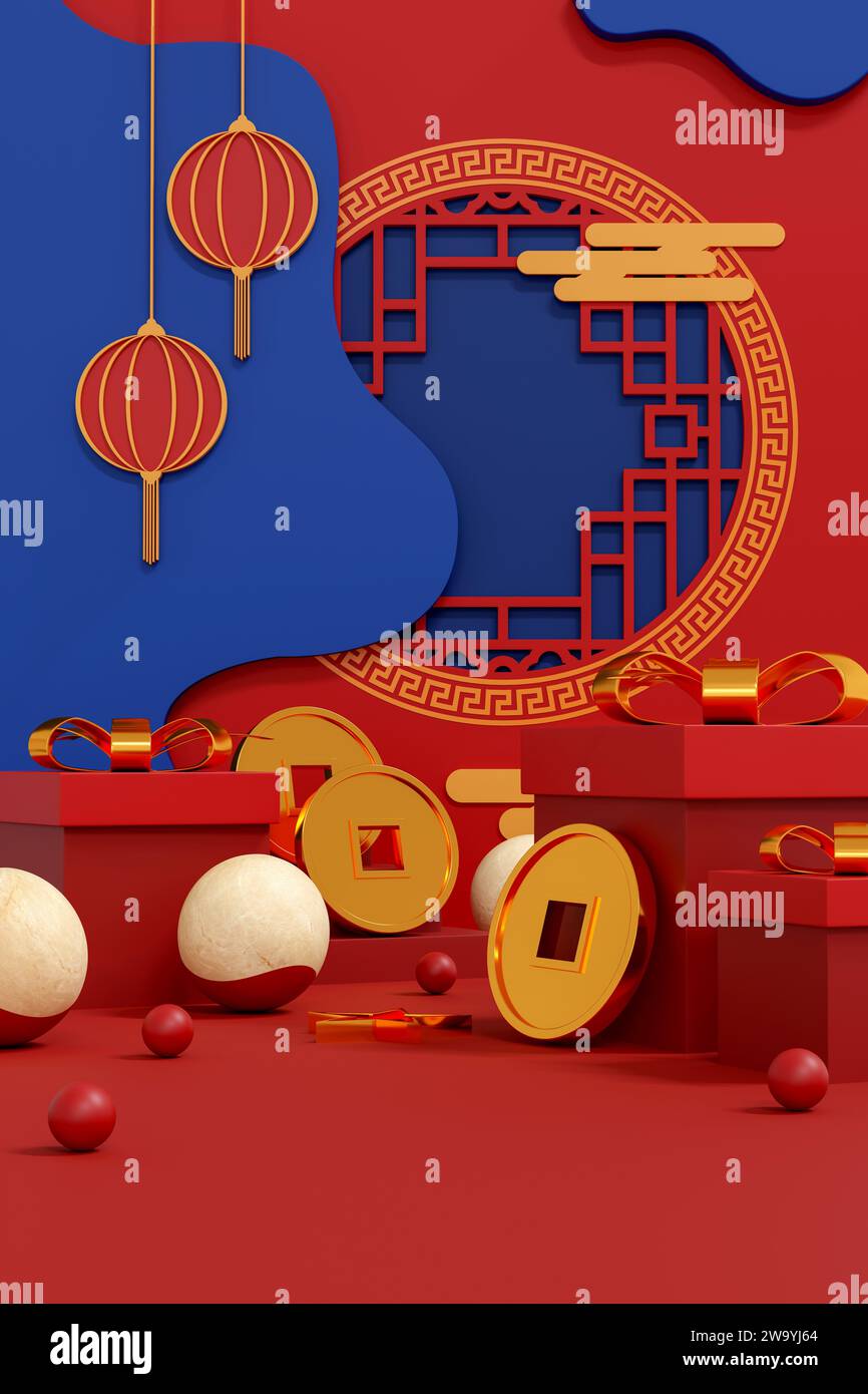 Happy chinese new year 2024 the dragon zodiac sign with red and gold ...