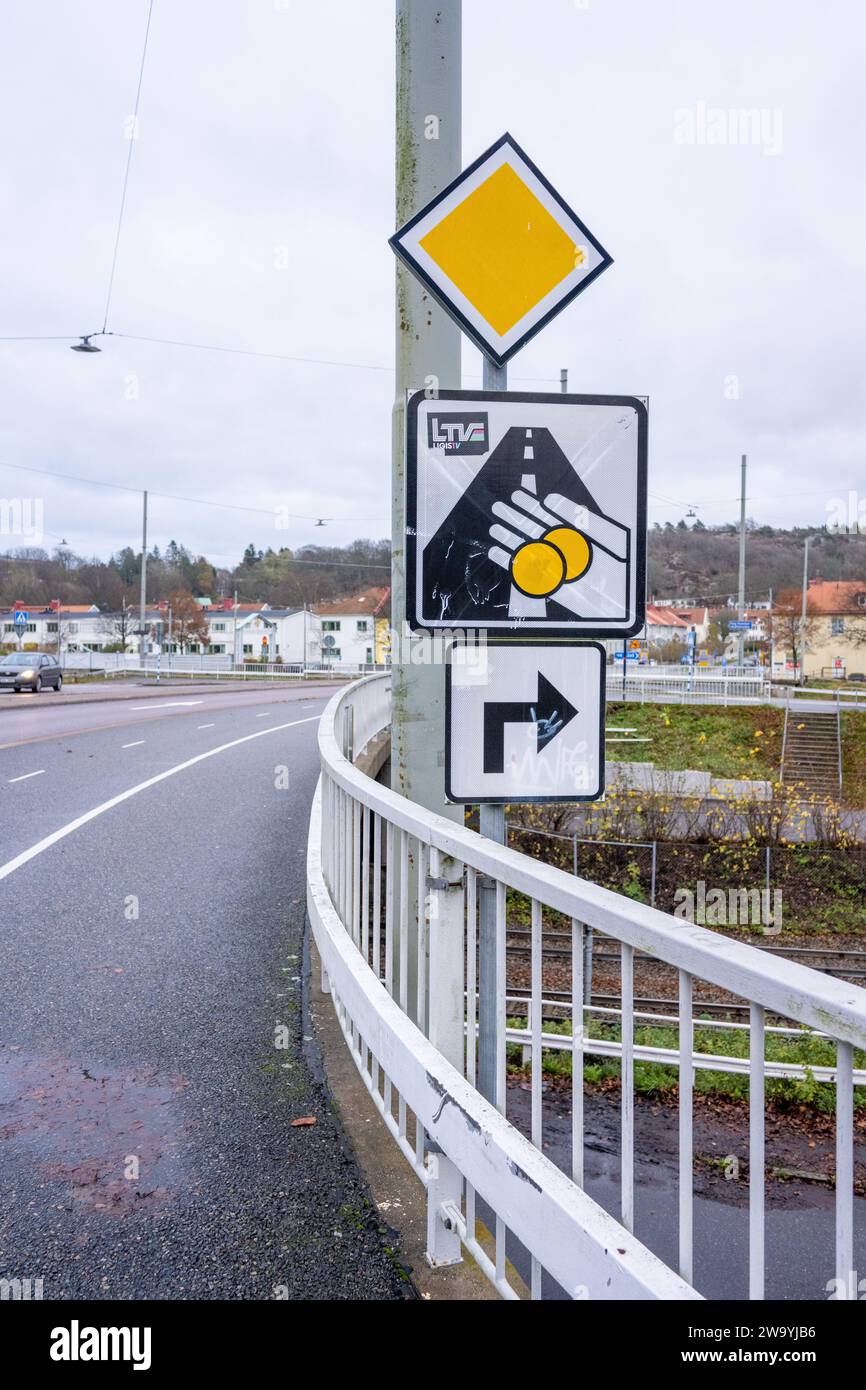 Toll road caution signs hi-res stock photography and images - Alamy