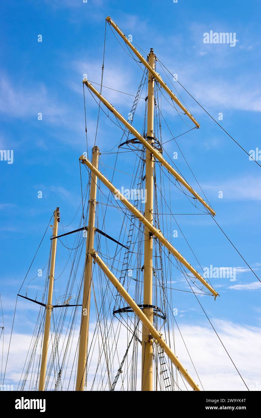 Wooden sailing masts or arrangement of spars in the center line of a ...
