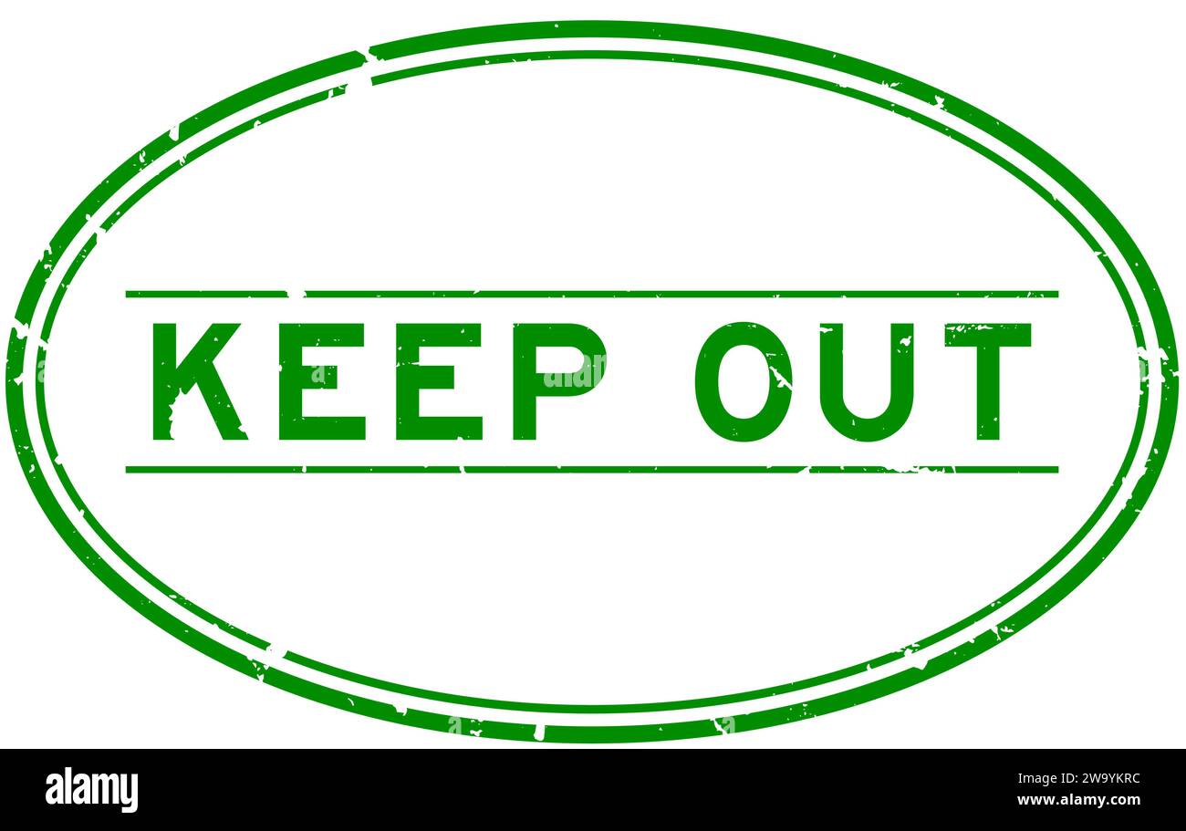 Grunge green keep out word oval rubber seal stamp on white background ...