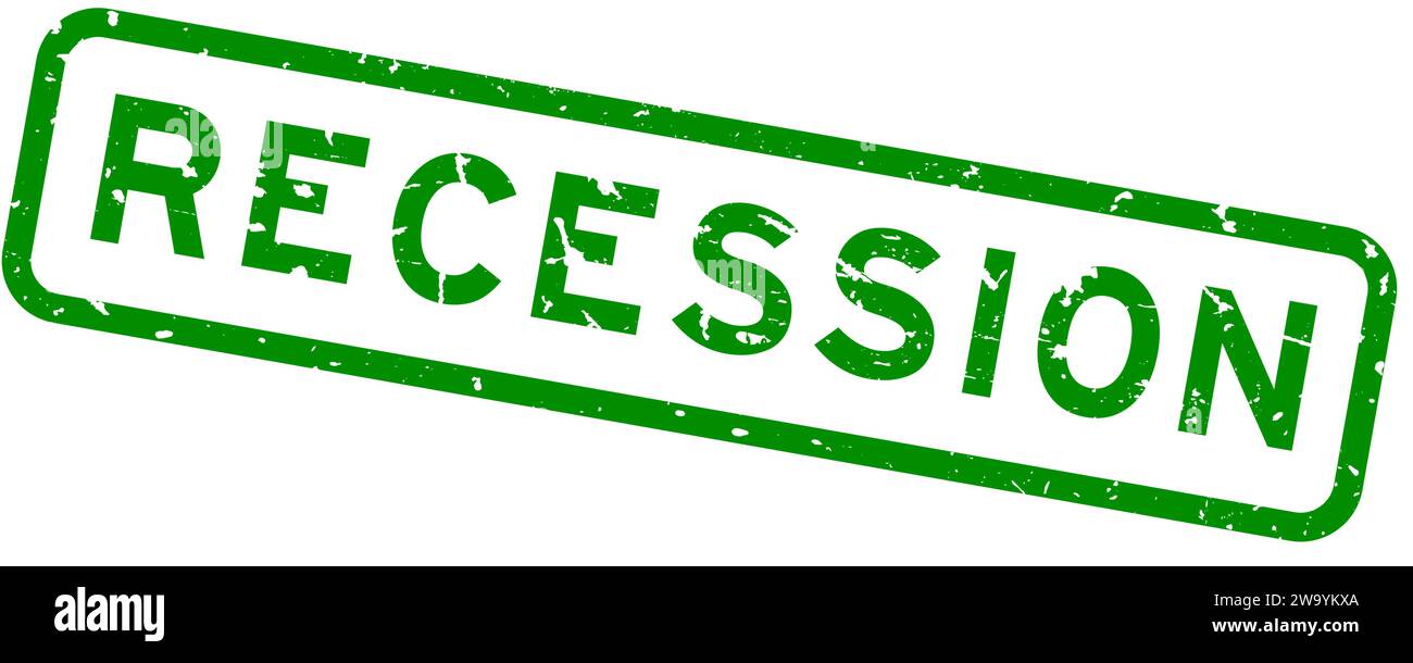 Grunge green recession word square rubber seal stamp on white ...