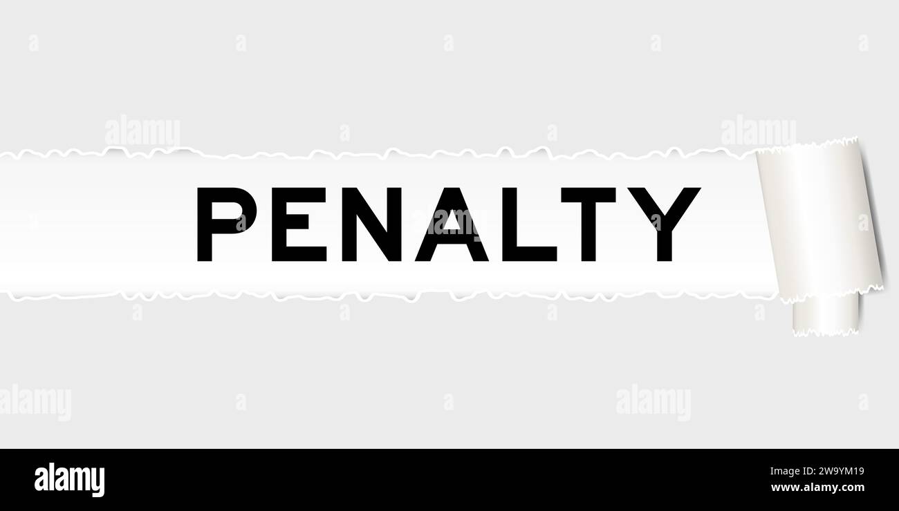 Ripped gray paper background that have word penalty under torn part ...