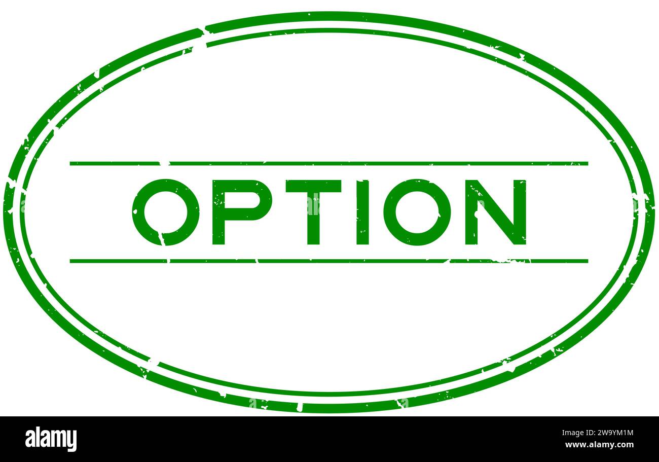 Grunge green option word oval rubber seal stamp on white background ...