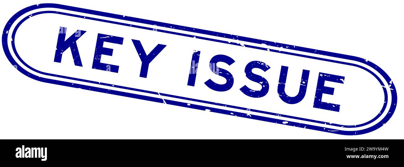 Grunge blue key issue word rubber seal stamp on white background Stock ...