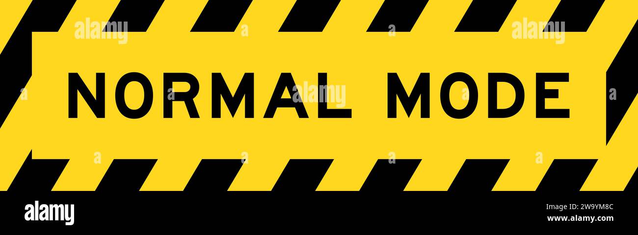Yellow and black color with line striped label banner with word normal ...