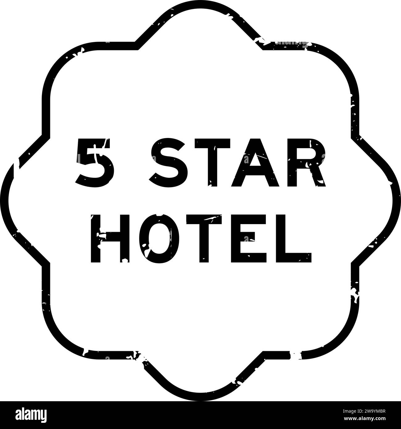 Grunge black 5 star hotel word rubber seal stamp on white background ...
