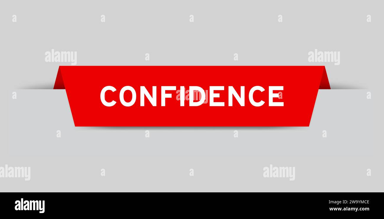 Red color inserted label with word confidence on gray background Stock ...